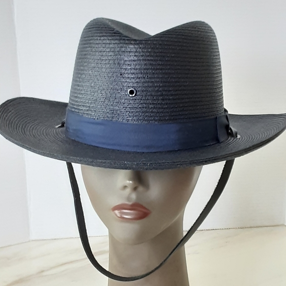 Stratton | Accessories | Stratton Self Forming Navy Blue Straw Weave ...